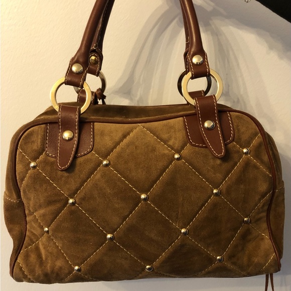 Claudia Firenze | Bags | Claudia Firenze Tan Suede Quilted Studded ...
